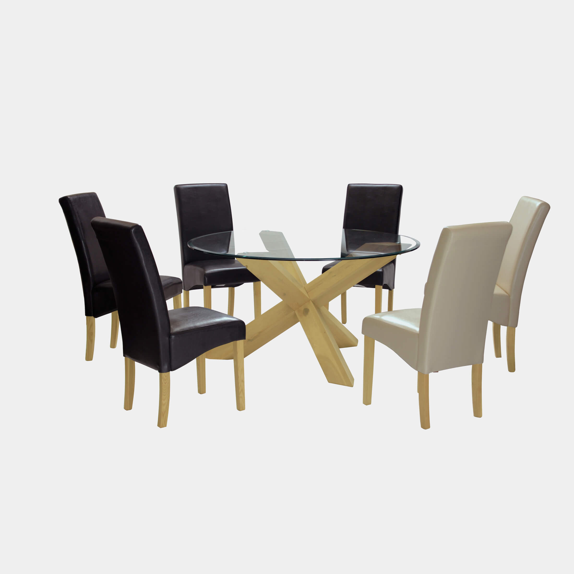 Saturn Large Solid Oak Dining Table Glass 1400mm Round - Buy Home Furniture